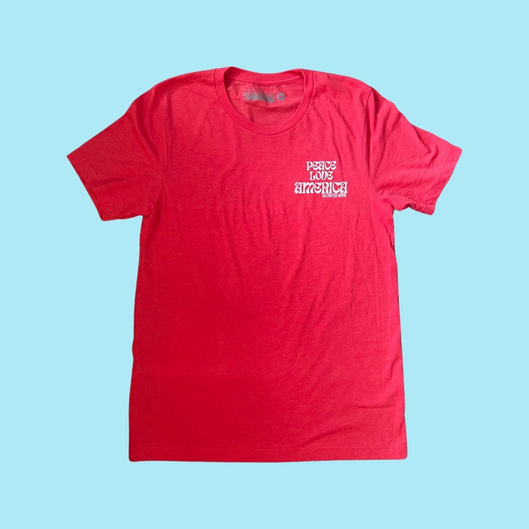 Saltwater Hippie - VRT - Peace Love America Tee 2023 - Vintage Red ...